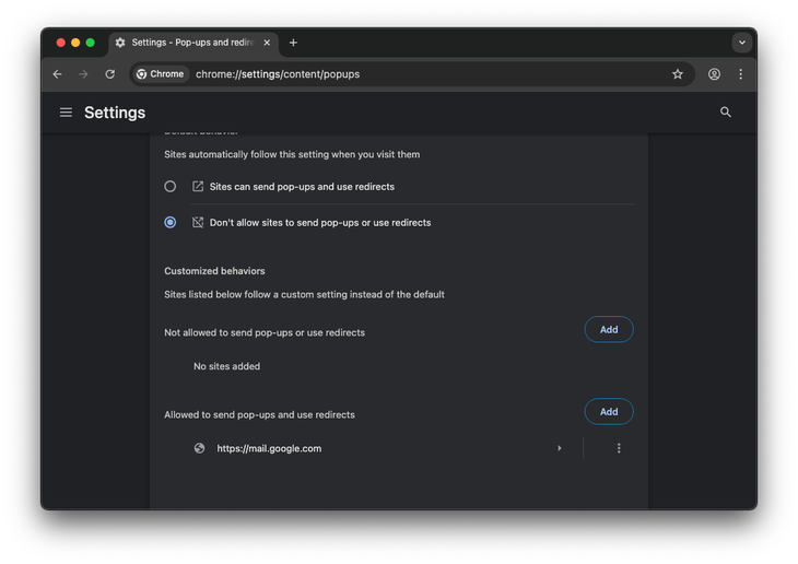 How to turn off pop-up blocker on Mac
