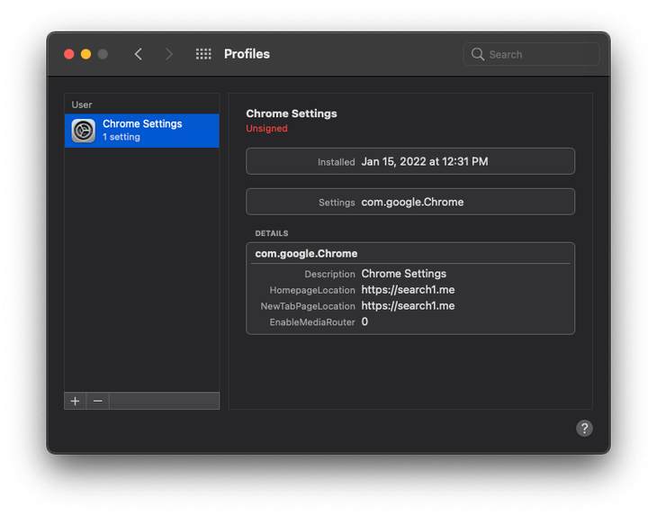 Remove search1.me virus in Chrome, Safari, Firefox on Mac