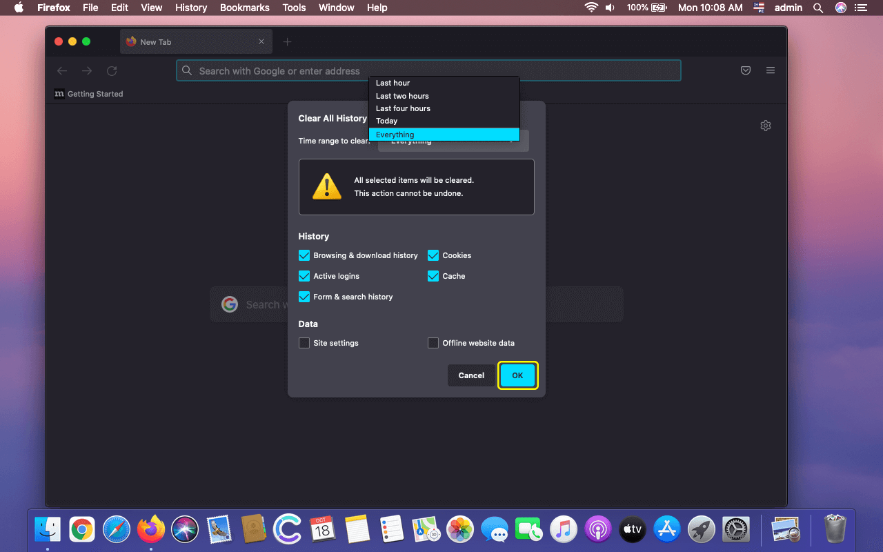 How to clear search history on Mac