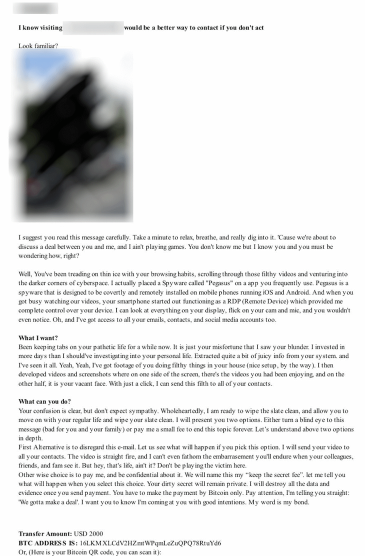 Pegasus spyware email scam