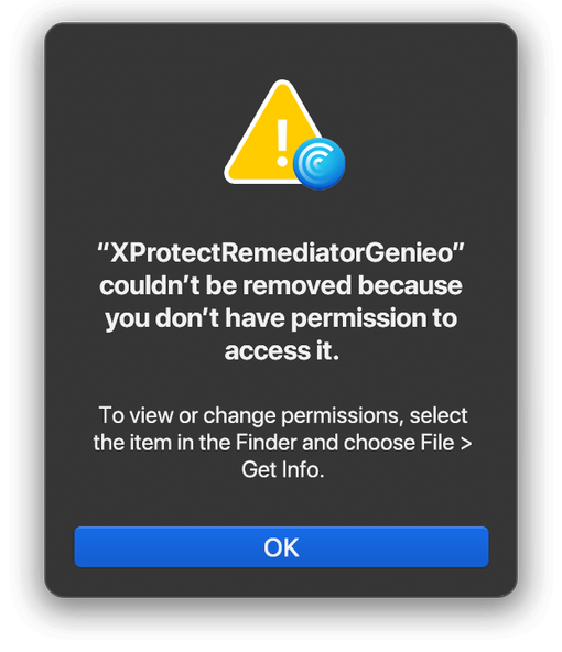 Remove XProtectRemediatorGenieo Mac threat alert