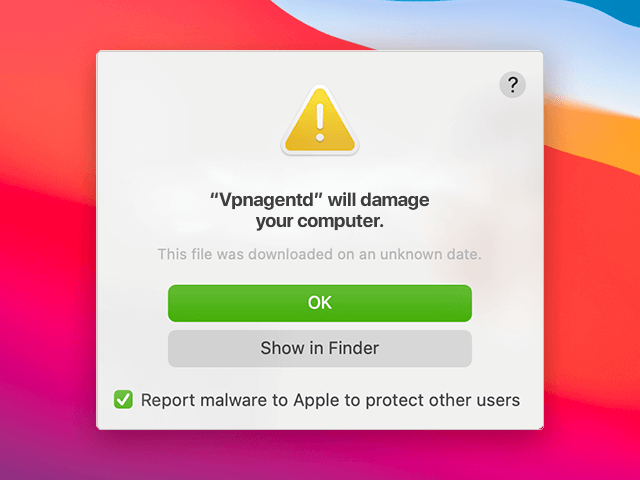 “Cisco AnyConnect / Vpnagentd will damage your computer” popup alert removal on Mac