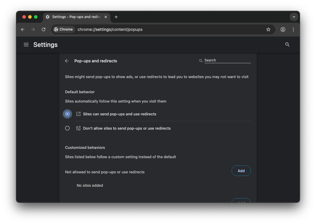 How to turn off pop-up blocker on Mac
