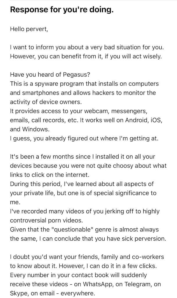 “hello Pervert” Scam Email What Is It And How To Stay Safe Macsecurity